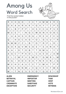 Among Us Word Search Free Printable PDF File - WordsearchZen.com