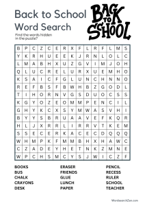 Back to School Word Search Free Printable PDF File - WordsearchZen.com