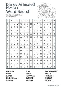 Disney Animated Movies Word Search - Free PDF | Word Search Zen