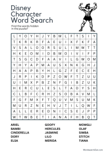 Disney Character Word Search Free Printable PDF File - WordsearchZen.com