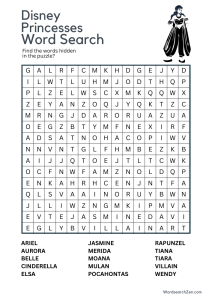 Disney Princesses Word Search Free Printable PDF File - WordsearchZen.com