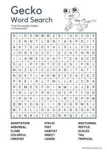 Gecko Word Search Free Printable PDF File - WordsearchZen.com