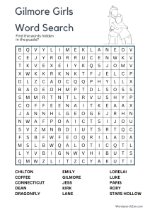 Gilmore Girls Word Search Free Printable PDF File - WordsearchZen.com