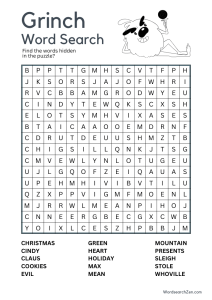 Grinch Word Search Free Printable PDF File - WordsearchZen.com