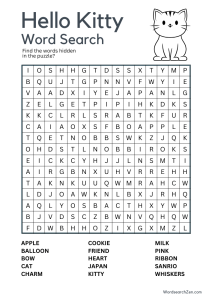 Free Printable Hello Kitty Word Search - WordSearchZen.com