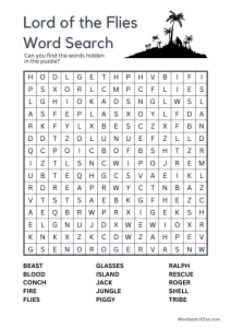 Lord of the Flies Word Search Free Printable PDF File - WordsearchZen.com