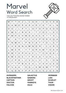 Marvel Word Search Free Printable PDF File - WordsearchZen.com