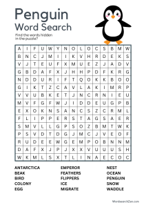 Penguin Word Search Free Printable PDF File - WordsearchZen.com