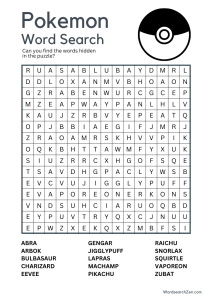 Pokemon Word Search Free Printable PDF File - WordsearchZen.com