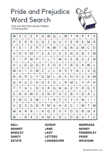 Pride and Prejudice Word Search Free Printable PDF File - WordsearchZen.com