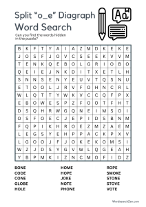 Split o-e Diagraph Word Search Free Printable PDF File - WordsearchZen.com