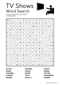 TV Shows Word Search Free Printable PDF File - WordsearchZen.com
