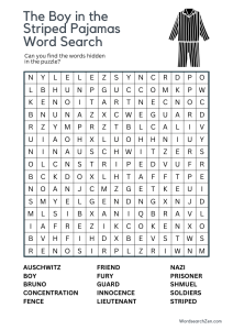 The Boy in the Striped Pajamas Word Search Free Printable PDF File ...