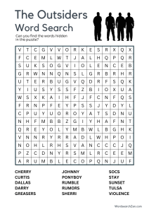 The Outsiders Word Search Free Printable PDF File - WordsearchZen.com