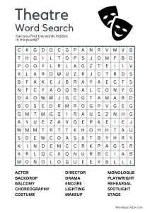 Theatre Word Search Free Printable PDF File - WordsearchZen.com