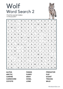Wolf Word Search Free Printable PDF File - WordsearchZen.com