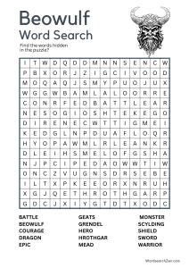 Beowulf Word Search Free Printable PDF File - WordsearchZen.com