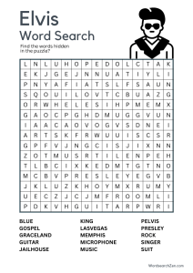 Elvis Word Search Free Printable PDF File - WordsearchZen.com