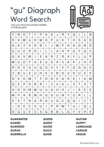 gu Diagraph Word Search Free Printable PDF File - WordsearchZen.com