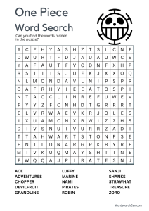 One Piece Word Search Free Printable PDF File - WordsearchZen.com