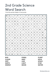 2nd Grade Science Word Search Free Printable PDF File - WordsearchZen.com