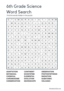 6th Grade Science Word Search Free Printable PDF File - WordsearchZen.com