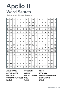 Apollo 11 Word Search Free Printable PDF File - WordsearchZen.com