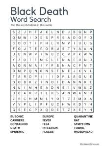 Black Death Word Search Free Printable PDF File - WordsearchZen.com