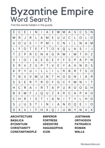 Byzantine Empire Word Search Free Printable PDF File - WordsearchZen.com