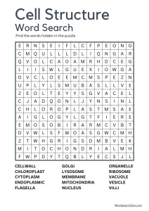 Cell Structure Word Search Free Printable PDF File - WordsearchZen.com