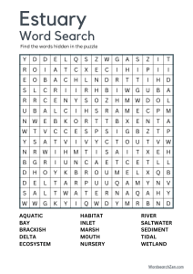 Estuary Word Search Free Printable PDF File - WordsearchZen.com