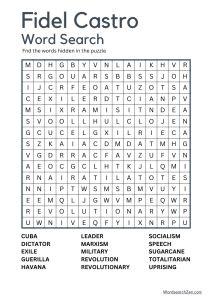 Fidel Castro Word Search Free Printable PDF File - WordsearchZen.com