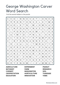 George Washington Carver Word Search Free Printable PDF File ...