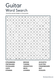 Guitar Word Search Free Printable PDF File - WordsearchZen.com