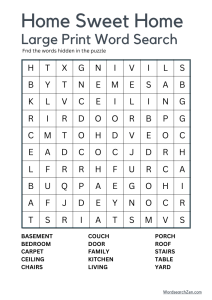 Home Sweet Home Large Print Word Search Free Printable PDF File ...