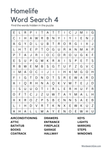 Homelife Word Search 4 Free Printable PDF File - WordsearchZen.com