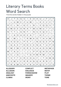 Literary Terms Books Word Search Free Printable PDF File ...