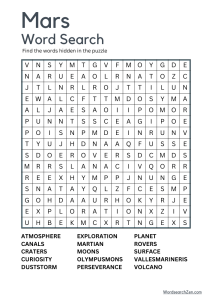 Mars Word Search Free Printable PDF File - WordsearchZen.com