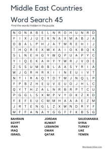 Middle East Countries Word Search 45 Free Printable PDF File ...