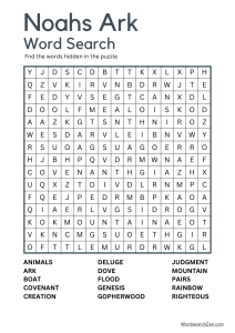 Noahs Ark Word Search Free Printable PDF File - WordsearchZen.com