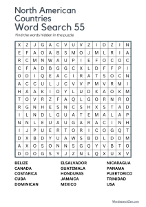 North American Countries Word Search 55 Free Printable PDF File ...