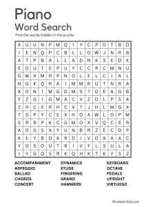 Piano Word Search Free Printable PDF File - WordsearchZen.com
