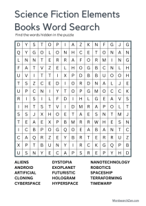 Science Fiction Elements Books Word Search Free Printable PDF File ...