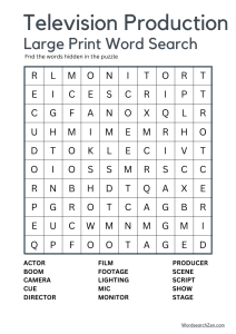 Television Production Large Print Word Search Free Printable PDF File ...
