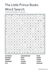The Little Prince Books Word Search Free Printable PDF File ...