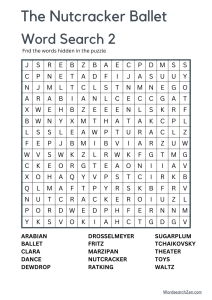 The Nutcracker Ballet Word Search 13 Free Printable PDF File ...