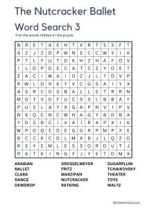 The Nutcracker Ballet Word Search 13 Free Printable PDF File ...