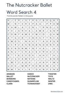The Nutcracker Ballet Word Search 13 Free Printable PDF File ...