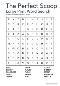 The Perfect Scoop Large Print Word Search Free Printable PDF File ...
