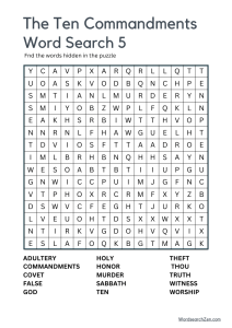 The Ten Commandments Word Search Free Printable PDF File ...